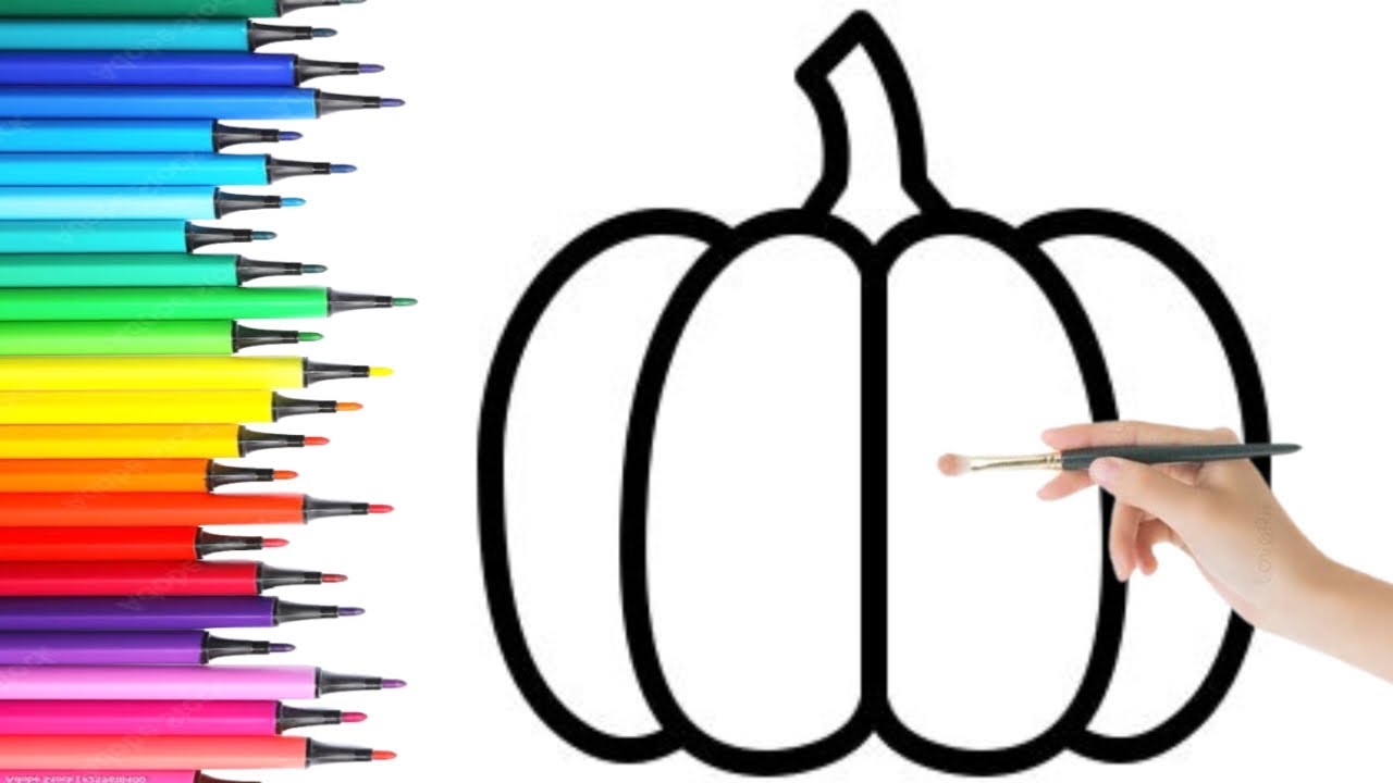Learn how to draw and paint Pumpkin 🎃| Easy Pumpkin drawing step by ...