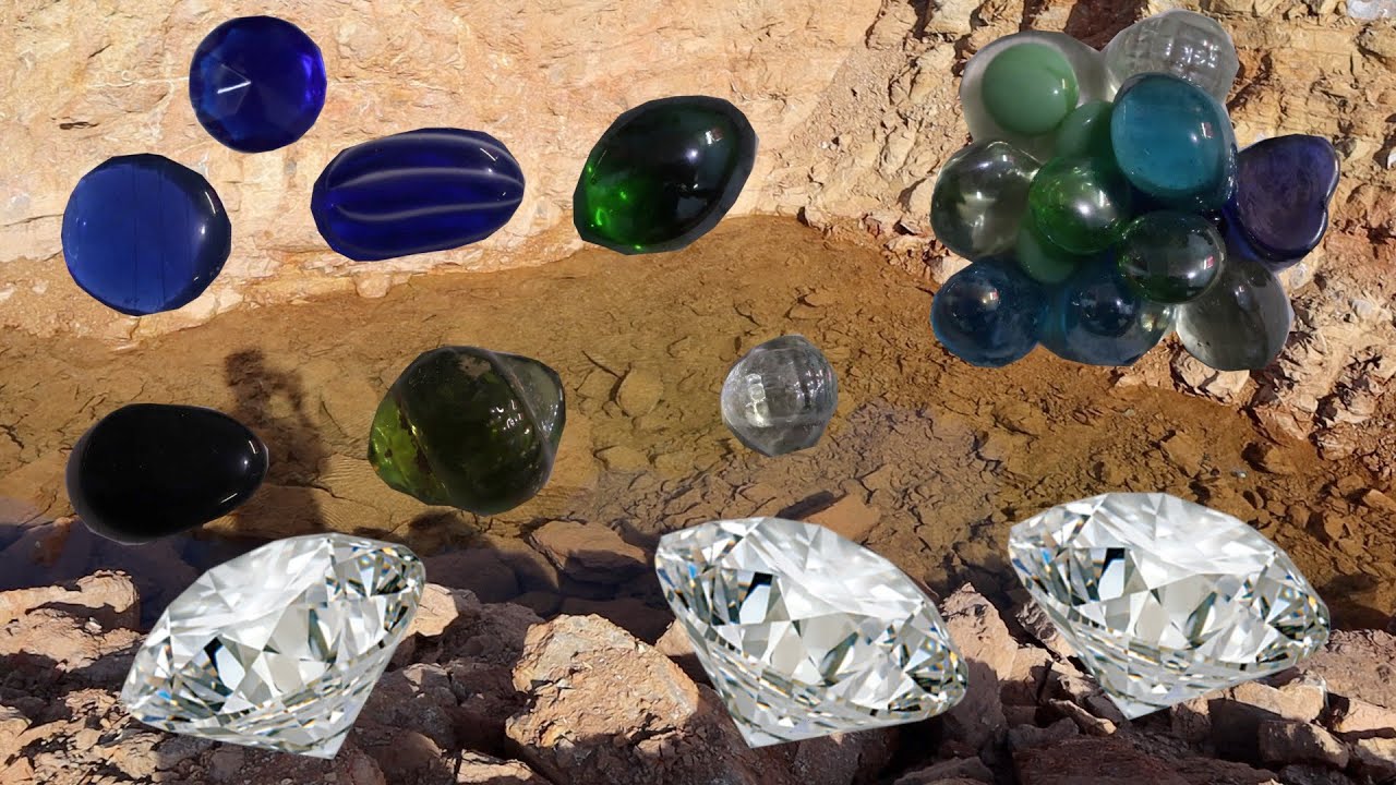 Great founding Diamond and Gemstone under water at the broken stone ...