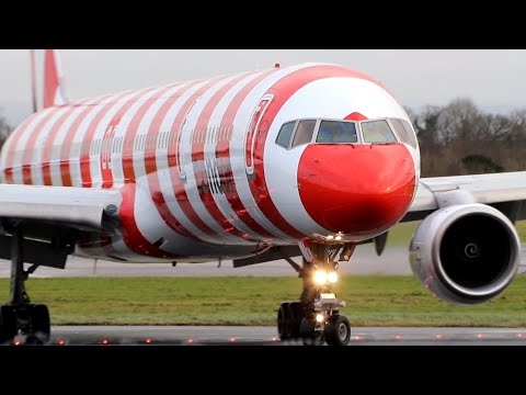 Condor Boeing 757-300 Red and white livery landing at Manchester ...