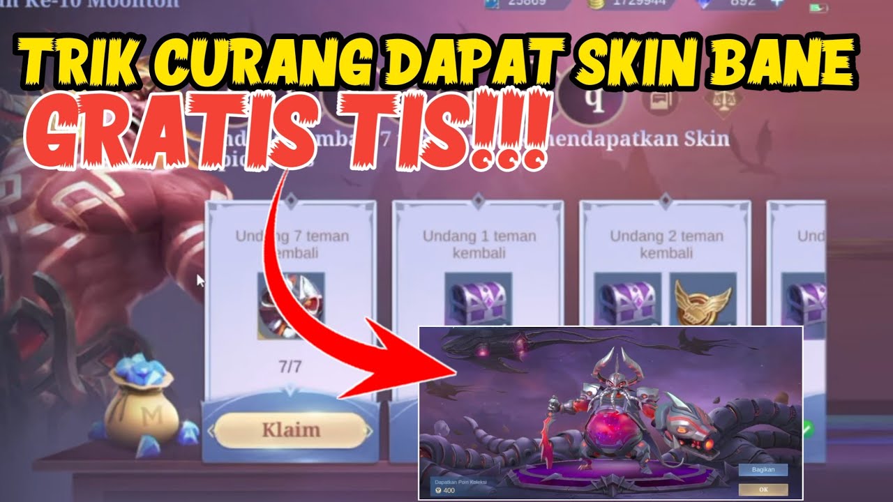 CARA DAPAT SKIN EPIC BANE DI EVENT UNDANG TEMAN MOBILE LEGENDS MONTOON ...