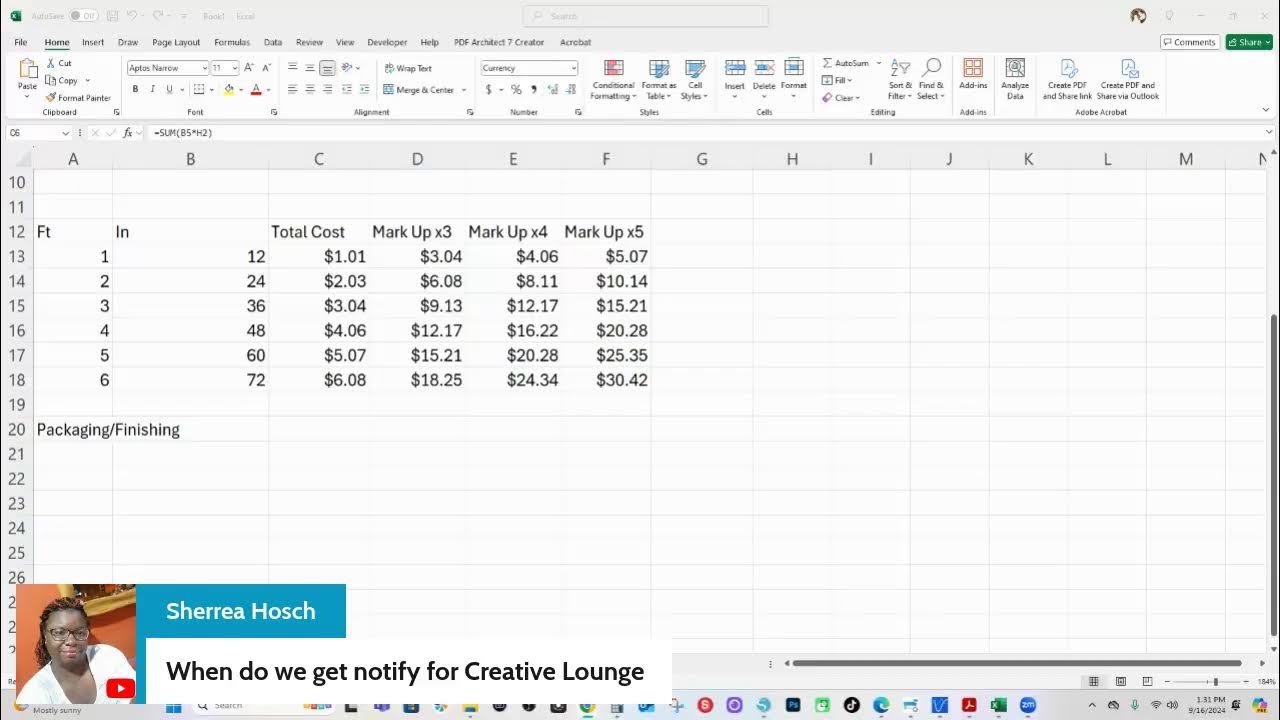 Calculating Raw Material Cost using Spreadsheets - YouTube