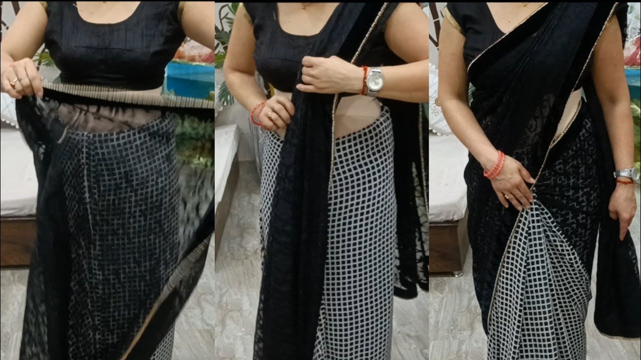How to drape chiffon saree in different style | how to wear chiffon ...
