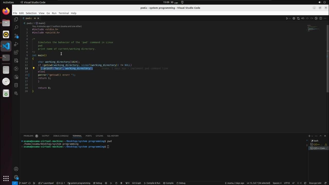 System Programming: Implementing the pwd Command in C Language - YouTube