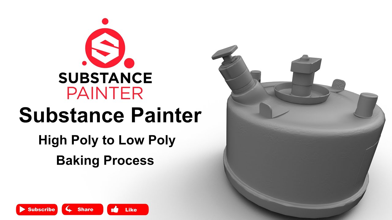Substance Painter High Poly to Low Poly Texture Maps Baking - YouTube