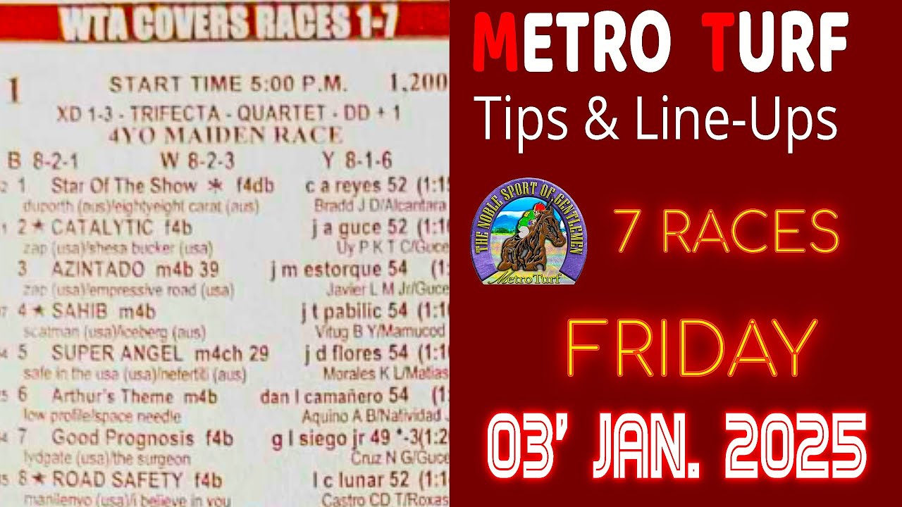 MMTCI LIVE RACING TIPS FOR FRIDAY | JANUARY 3, 2025 | 5:00 PM START | 7 ...