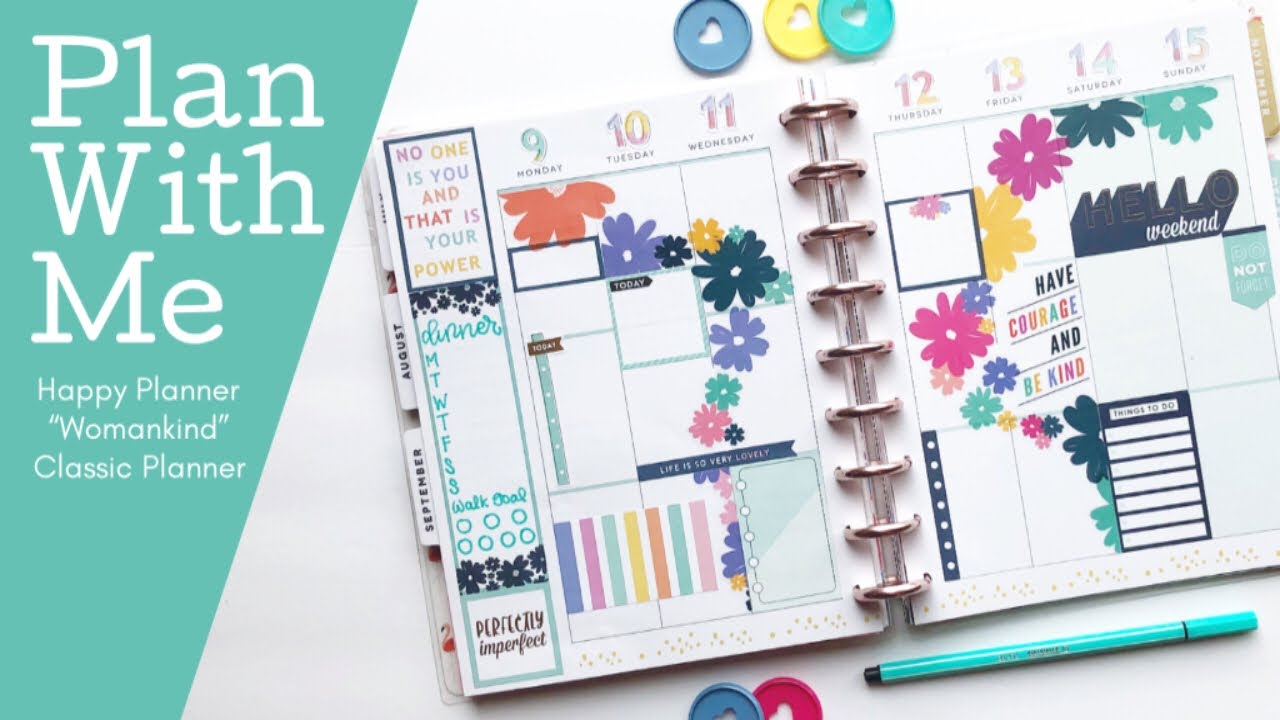 Plan With Me - Classic Happy Planner - Womankind Sticker Book - YouTube