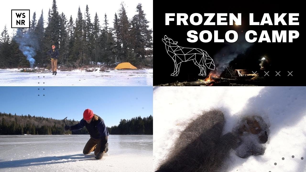 SOLO WINTER CAMPING ON FROZEN LAKE | WOLF TRACKS?? | A SUBZERO Canadian ...