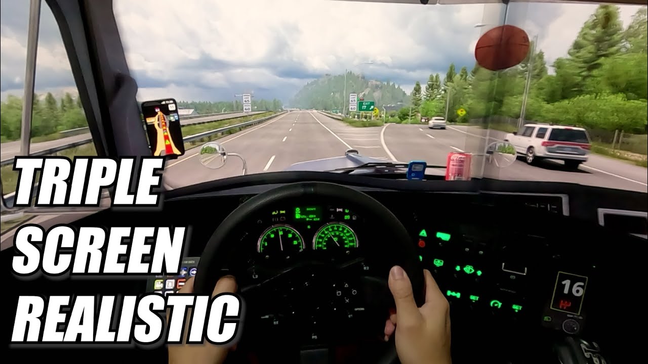 ATS REALISTIC MODE - TRIPLE SCREEN COCKPIT ONBOARD PETERBILT w900 ...