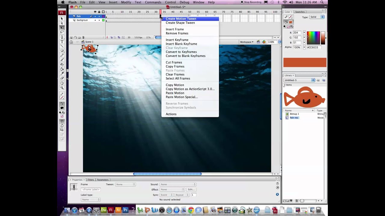 How to Change your Background and Motion Tween a Movie Clip - YouTube