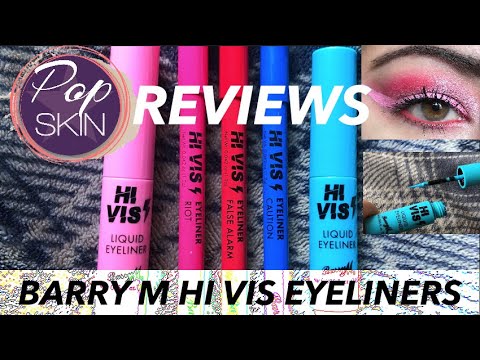 Popskin Reviews | Barry M HI VIS eyeliners (pencil and liquid) | includes swatches and looks