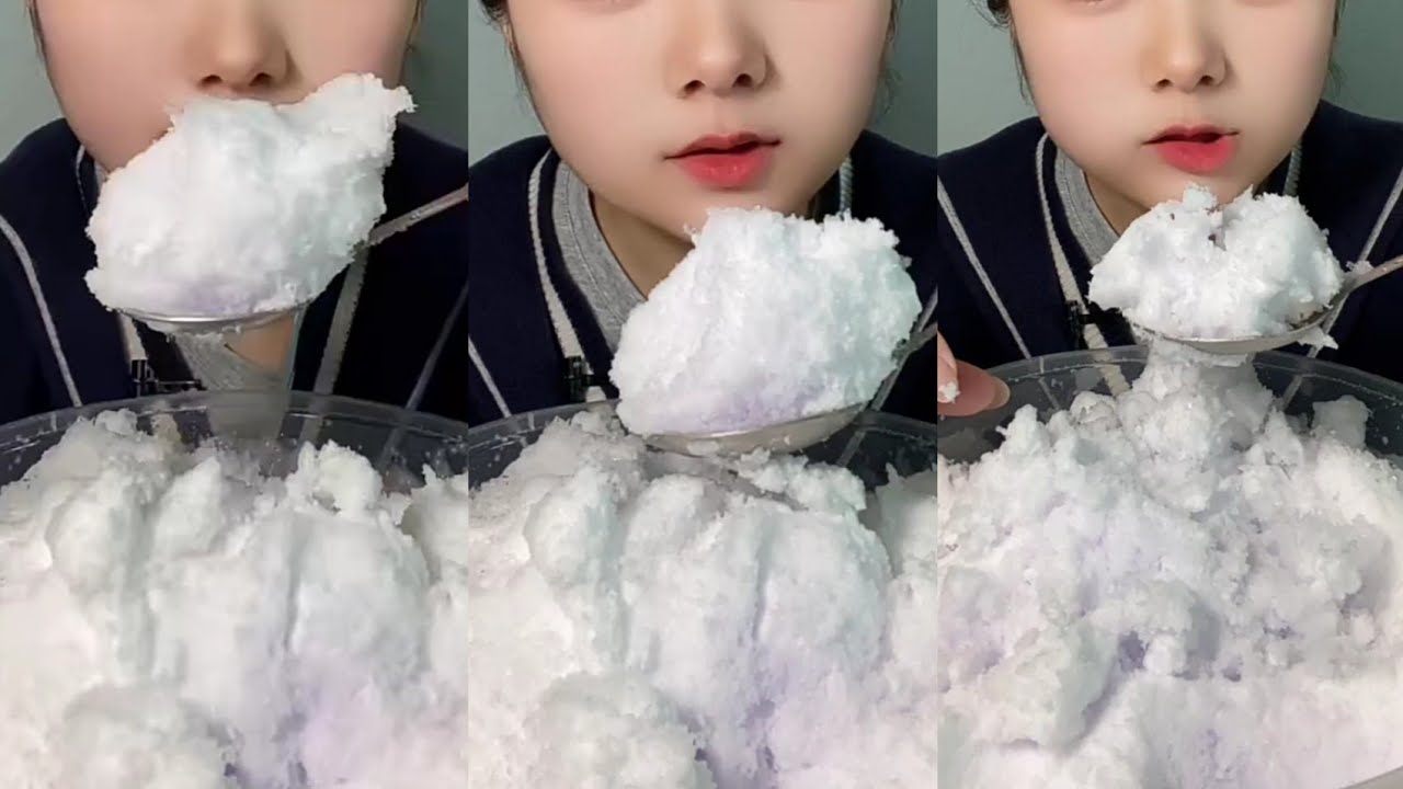 POWDERY ICE FLUFFY ICE SQUEAKY ICE 🥶 SOFT REFROZEN ICE ASMR WHITE ICE 🧊 ...