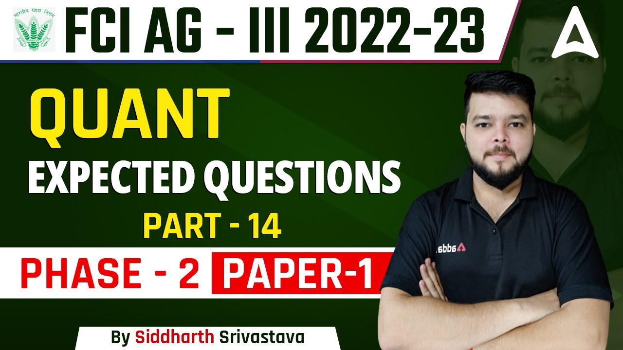 FCI AG 3 Quant Expected Questions #14 | FCI AG 3 2022-23 Phase 2 ...
