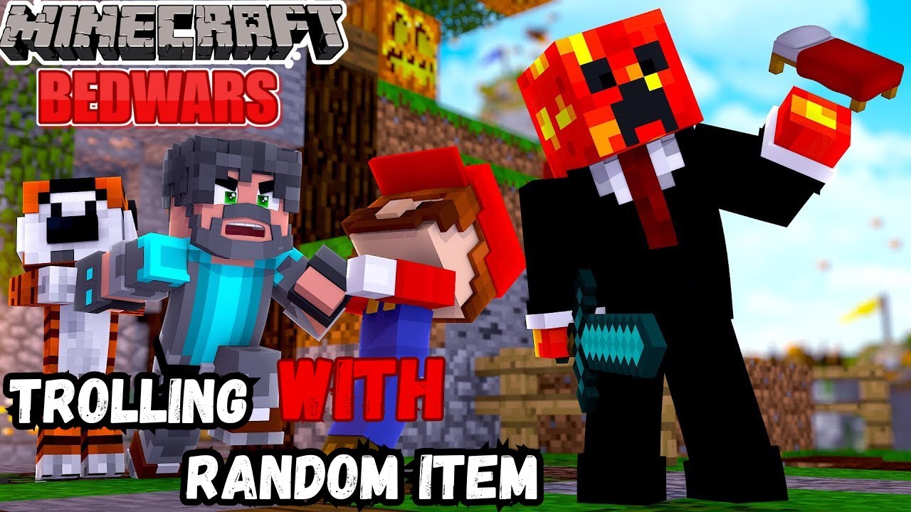 Minecraft Trolling With Random Item In Bedwar - YouTube