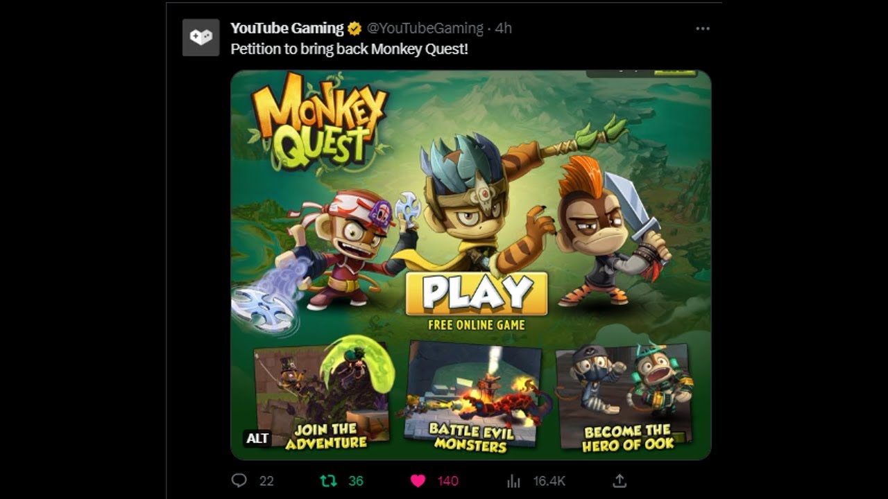 YouTube Gaming Wants to Bring Back Monkey Quest?? - YouTube