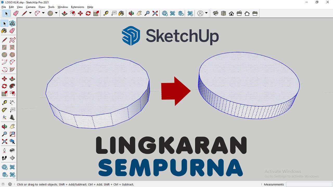 CARA MEMBUAT LINGKARAN SEMPURNA DI SKETCHUP - YouTube