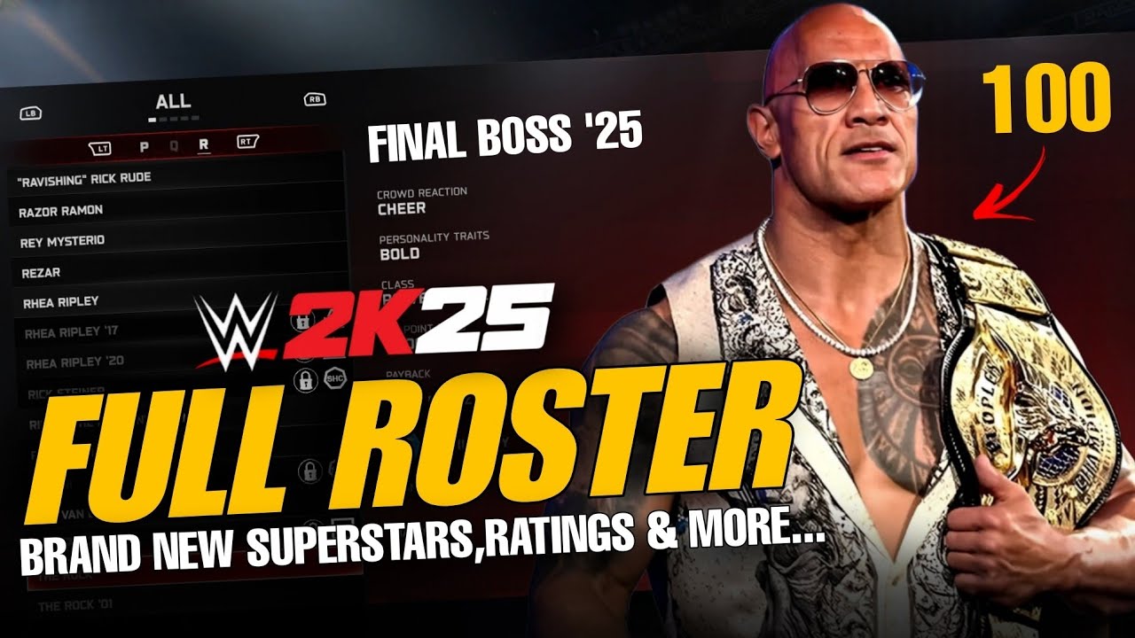 WWE 2K25 : FULL UPDATED ROSTER & RATINGS!Including New Superstars ...