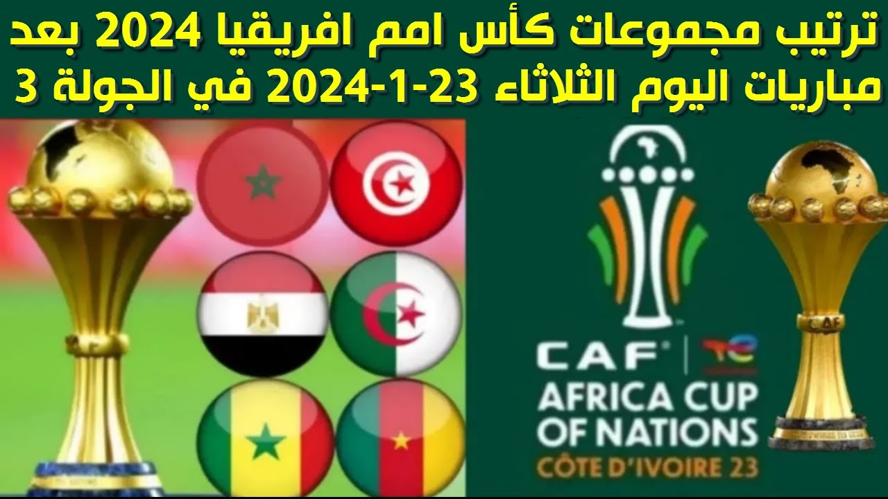 ترتيب مجموعات كأس امم افريقيا 2024 بعد مباريات اليوم الثلاثاء 23 1 2024