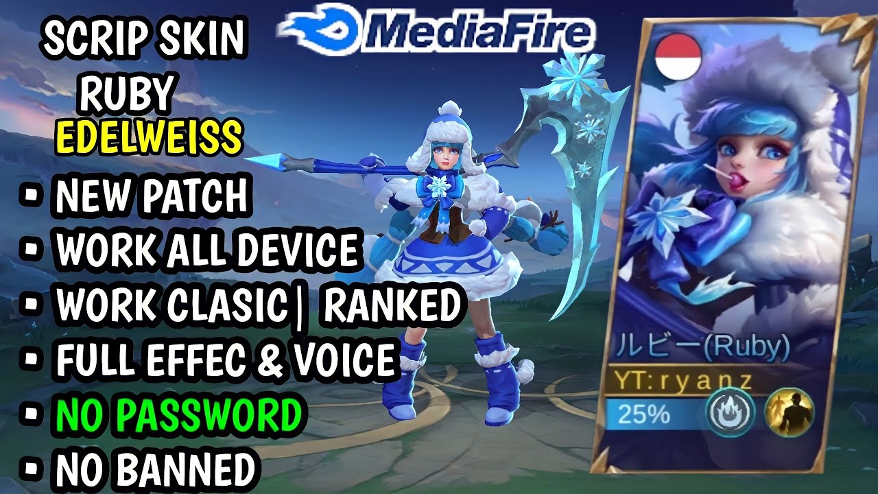 NEW!! Script Skin Ruby Edelweiss🧊 No Password | Full Effect & Voice ...