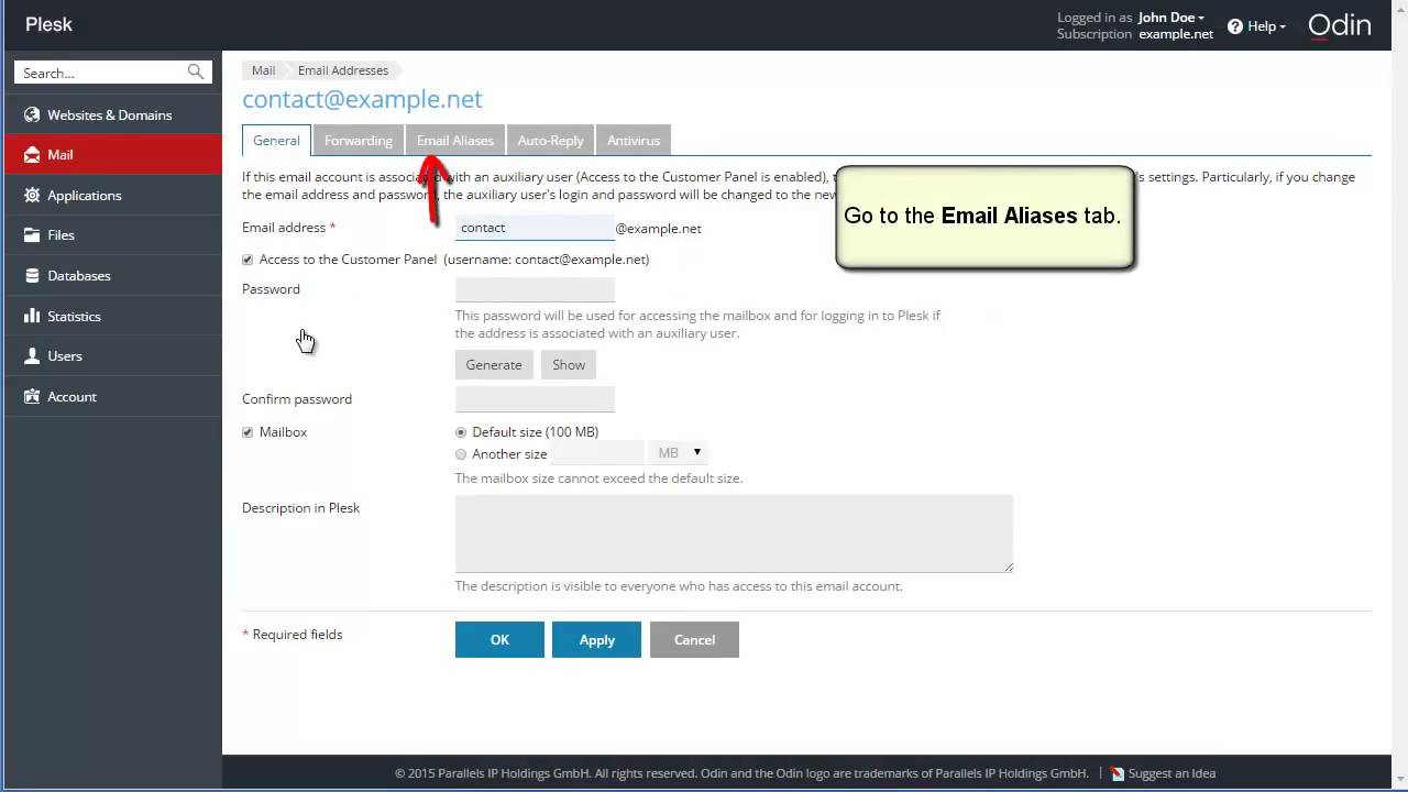 Plesk 12 5 Tutorial Πως δημιουργώ ένα Email Alias - YouTube