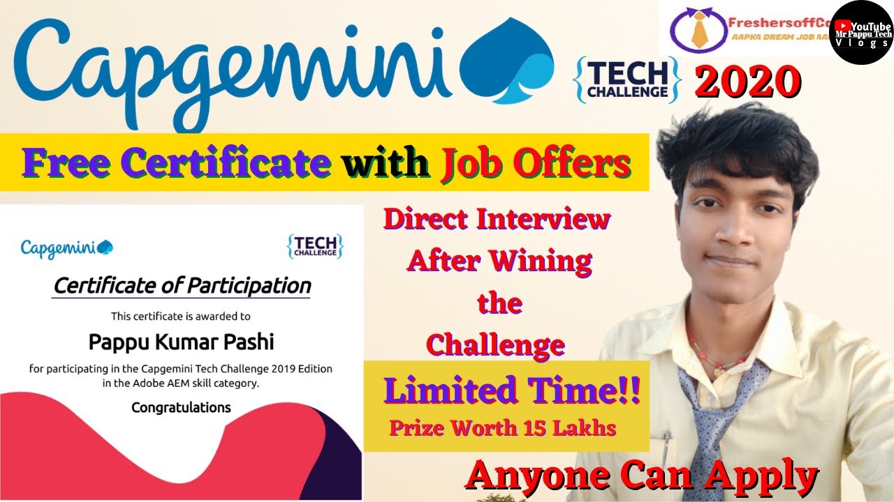 Capgemini Tech Challenge 2020 with Free Certificates | Direct Interview ...
