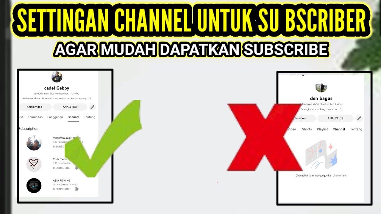 setting channel untuk memunculkan nama subscriber - YouTube