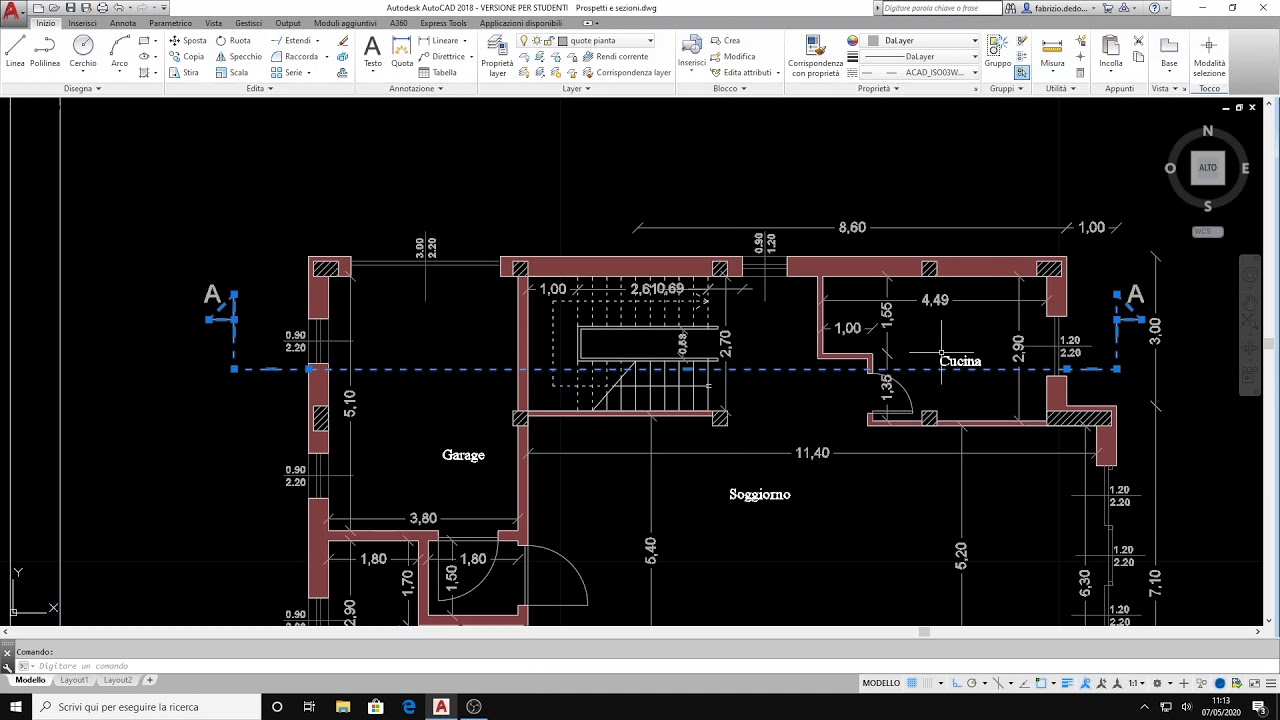 Progetto di casa unifamiliare in Autocad 2 PIANTA - YouTube