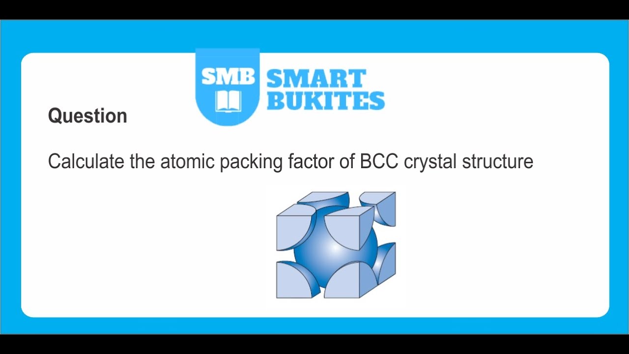 BCC crystal structure atomic packing factor - YouTube