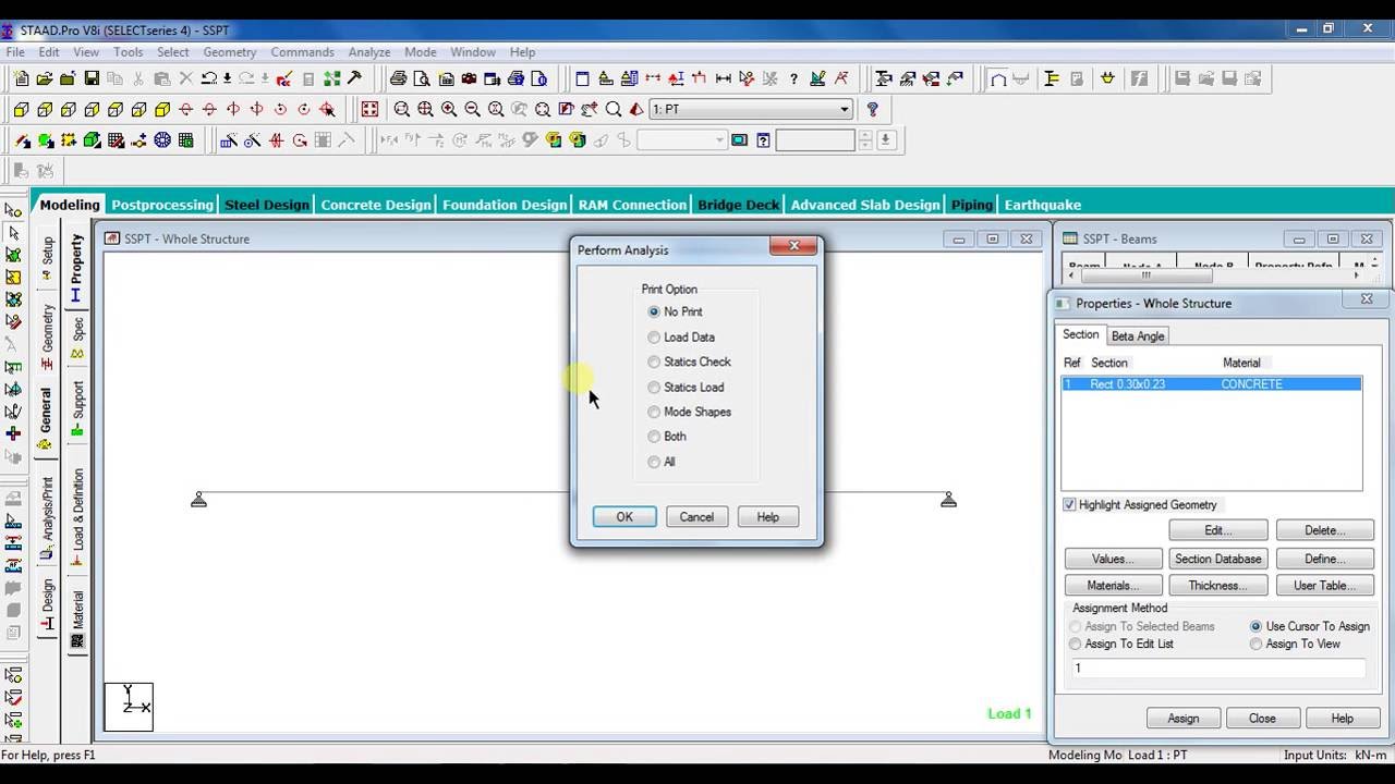 Staad Pro Tutorial 02-Analysis of a Simply Supported Beam carrying ...