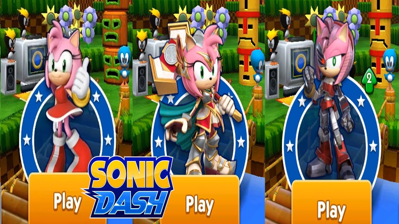 SONIC DASH NEW UPDATE - AMY VS PRINCESS PALADIN AMY VS RUSTY ROSE AMY ...