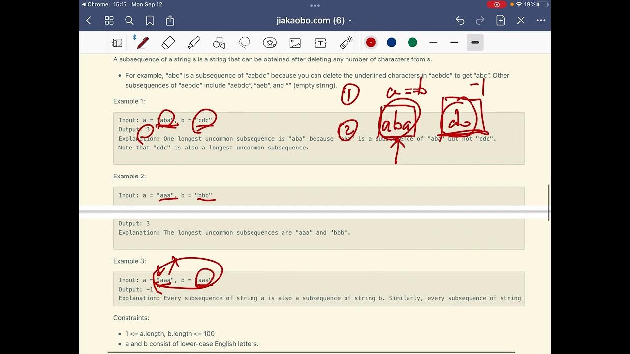 贾考博 LeetCode 521. Longest Uncommon Subsequence I -闹呢 - YouTube