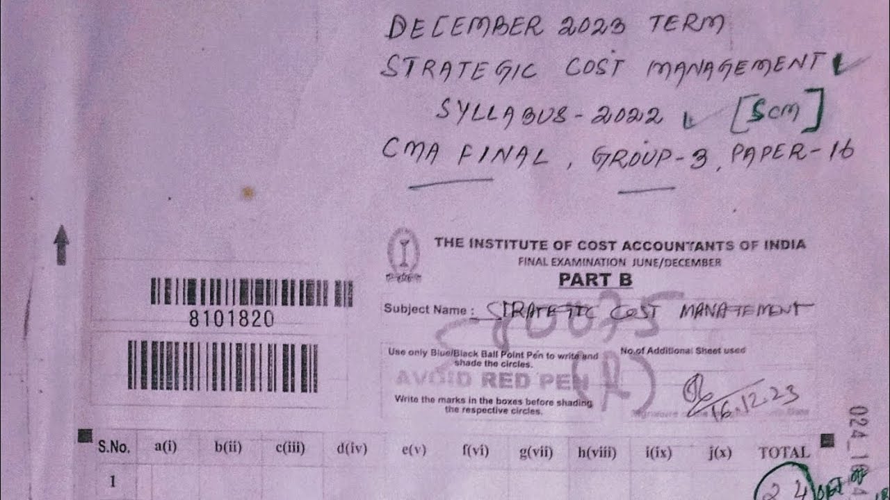 52 Marks in SCM Paper, CMA FINAL GROUP 3, Dec 2023 Term, Syllabus 2022 ...