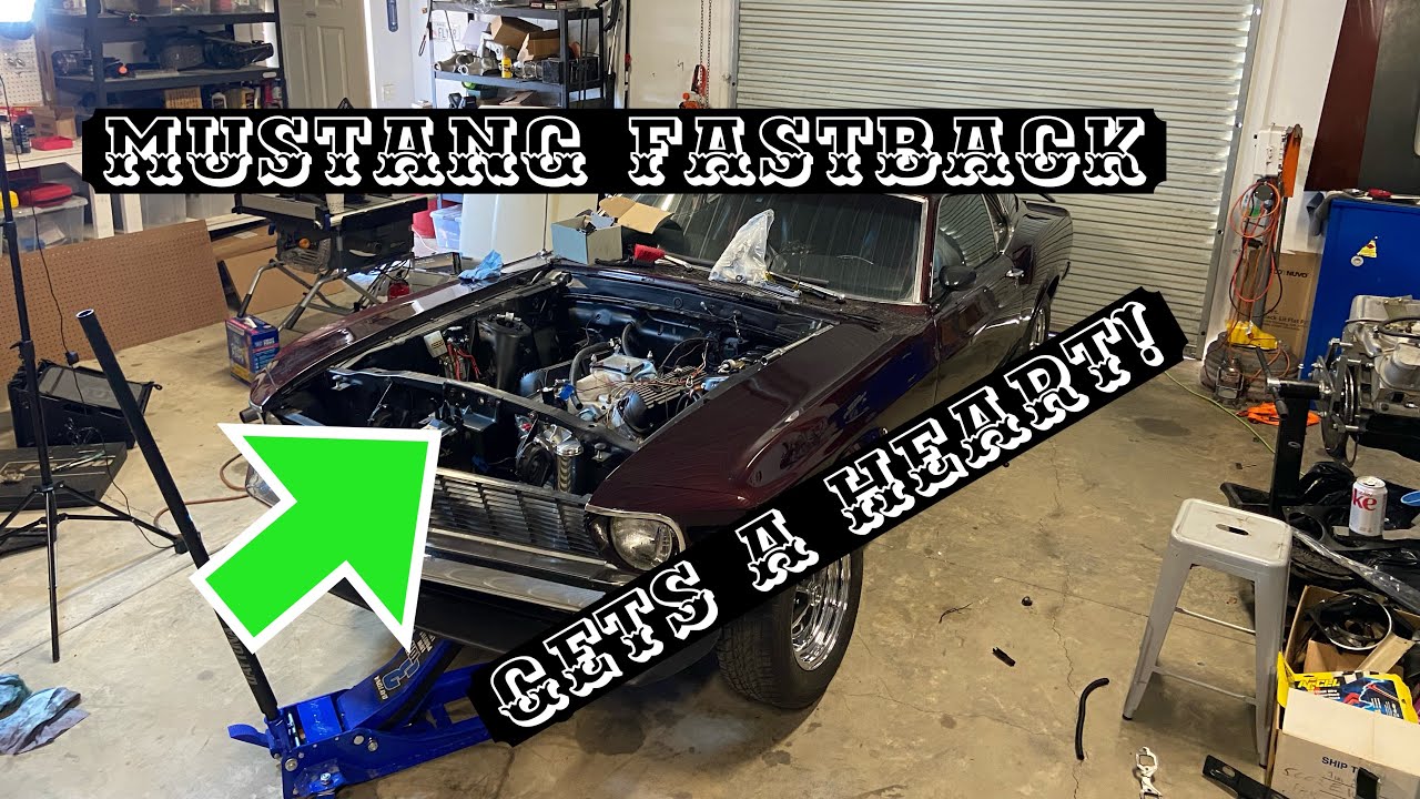 The 70 Fastback gets a heart! (1970 Mustang engine install) - YouTube