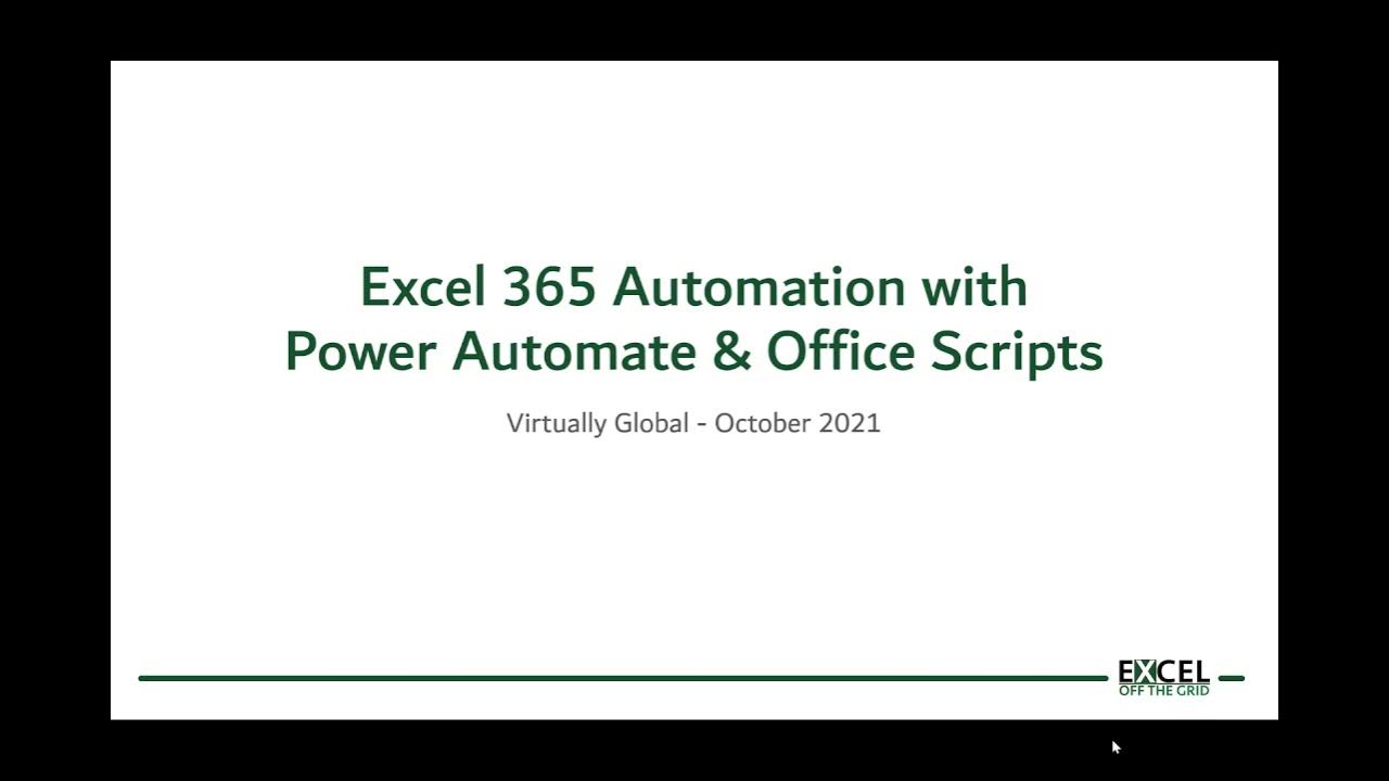 44 - Excel 365 Automation with Power Automate & Office Scripts - Mark Proctor - YouTube