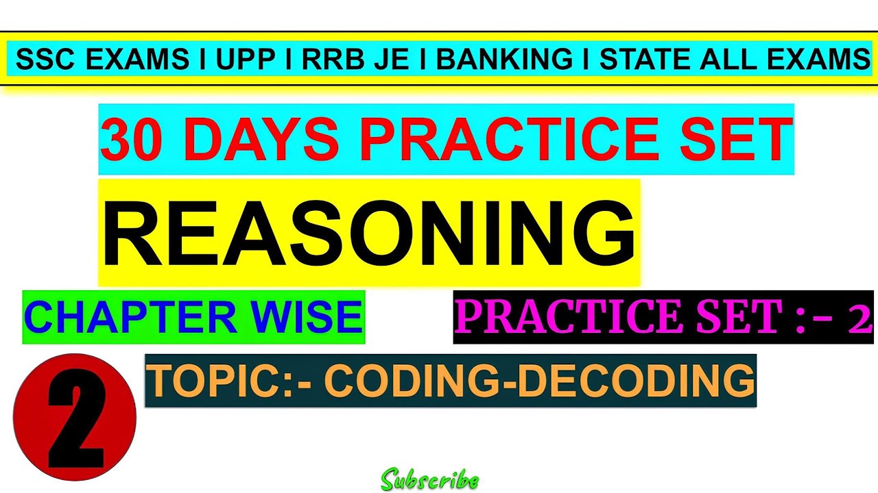Reasoning Practice Set 2 Coding Decoding Ssc Mts L Ntpc Rpf 2945
