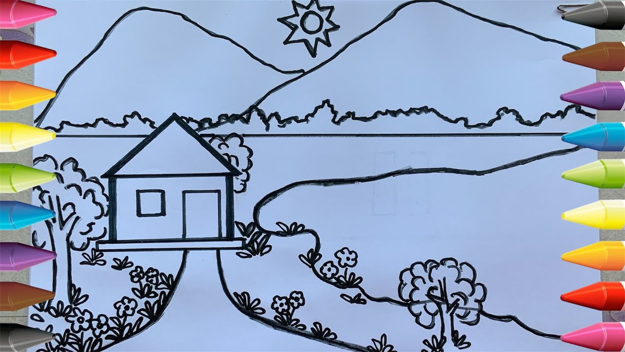 How to drawing Painting and coloring a beautiful picture // for ...