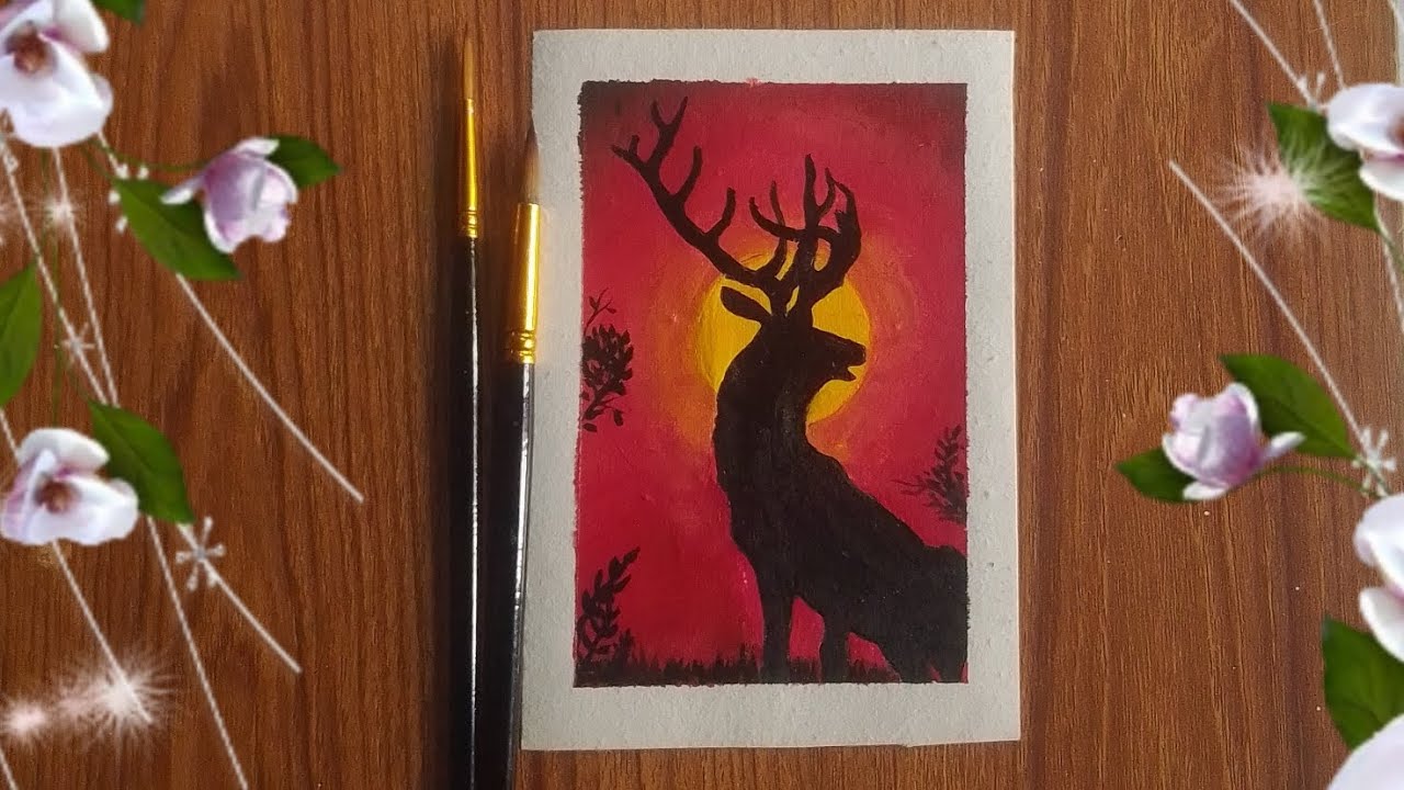 How to draw a forest sunset view by acrylic colour 🥰🥰 - YouTube