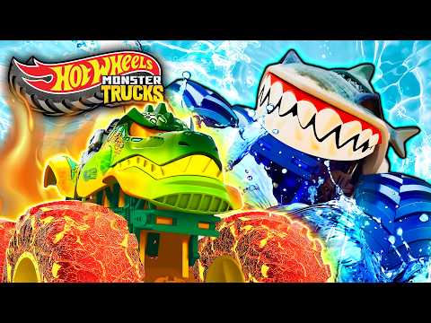 🌊🔥 Water vs. Fire! The Ultimate Showdown! | Hot Wheels Monster Trucks