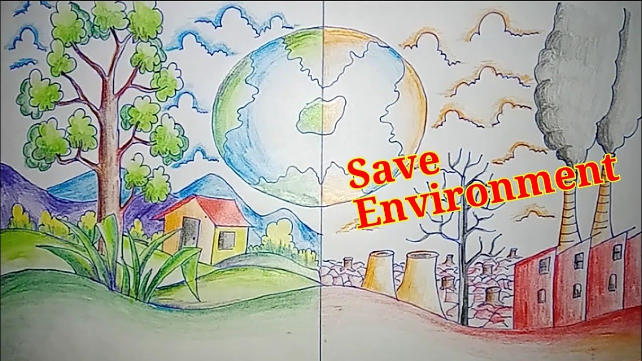 Protect trees and environment drawing | පරිසරය සුරකිමු. - YouTube