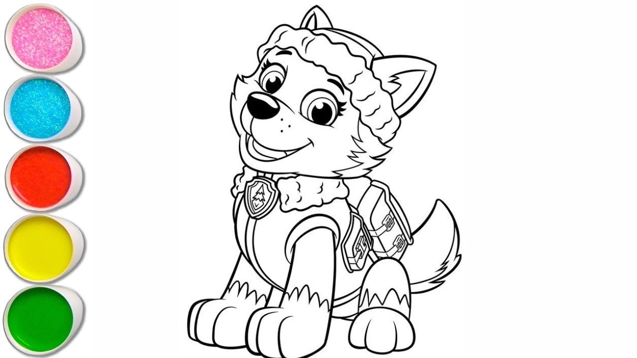 Colorea a Everest 🐾🐕 ️ de Paw Patrol | Patrulla Canina | Dibujos Para ...