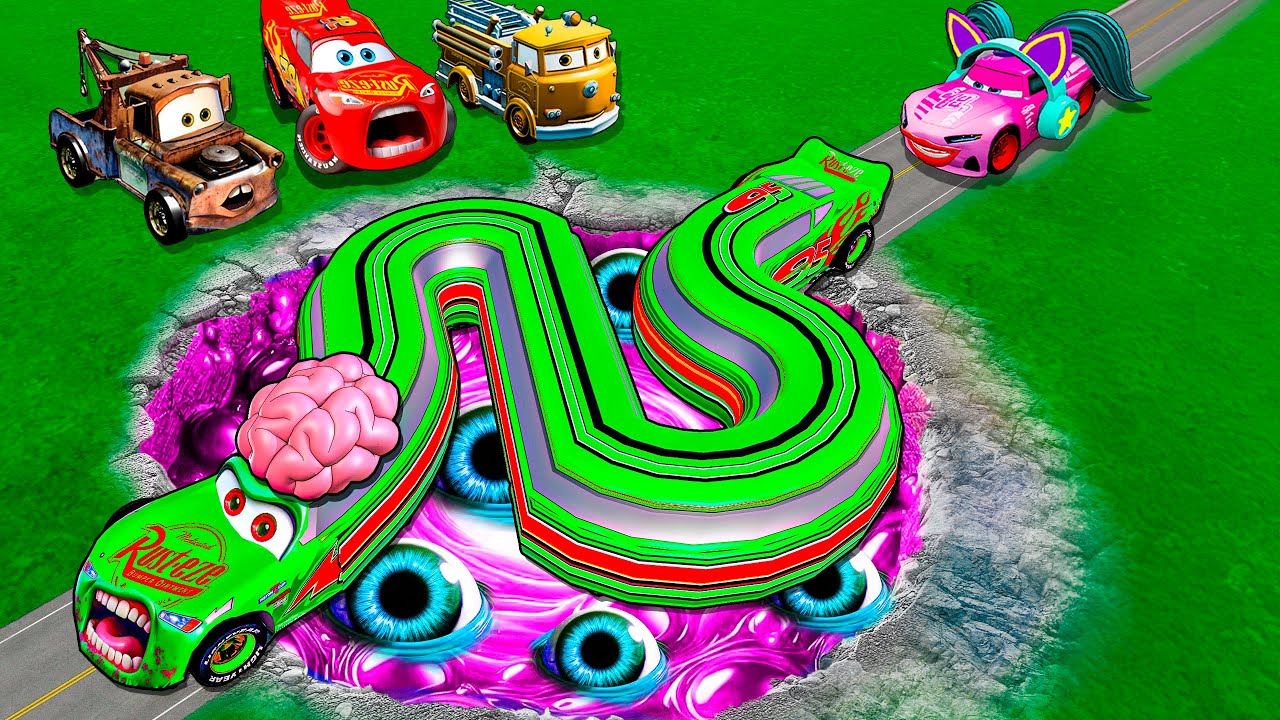ZOMBIE Pit Transform In Curved Long Beast Lightning McQueen & Big ...