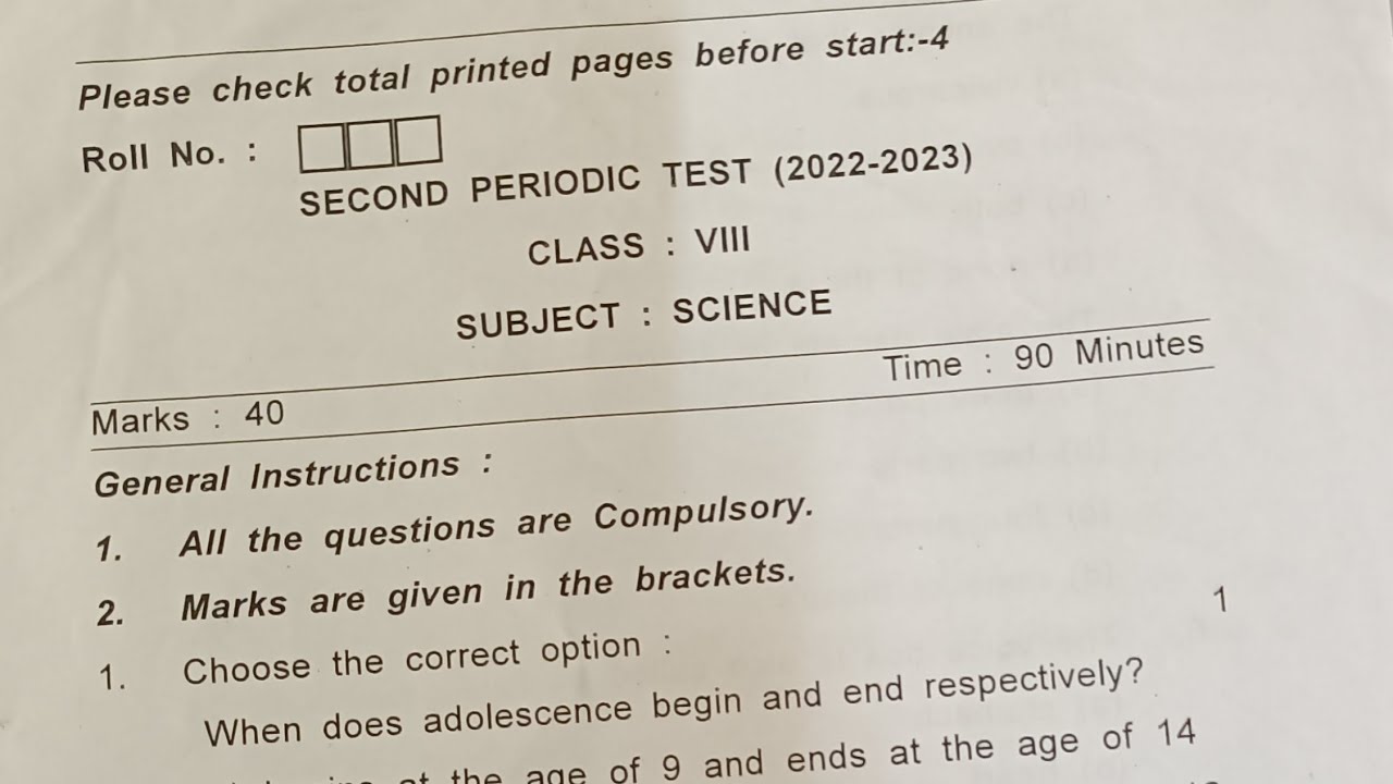 period test 2 science original test paper kendriya vidyalaya pushp ...