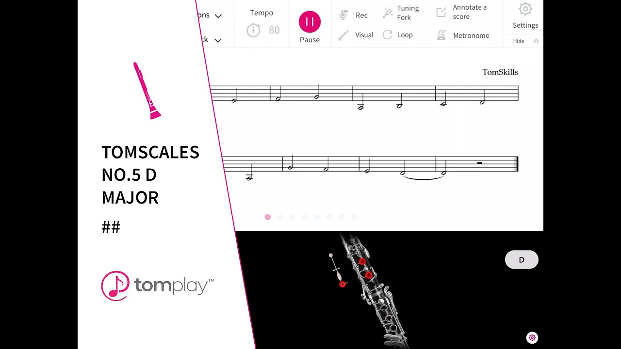 D Major Clarinet Scale (Sheet Music and Backing Track) 🎶 - YouTube