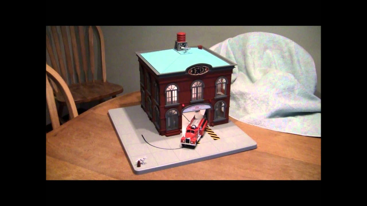 MTH Electric Trains Fire Station #30-9102 operating accessory in action ...