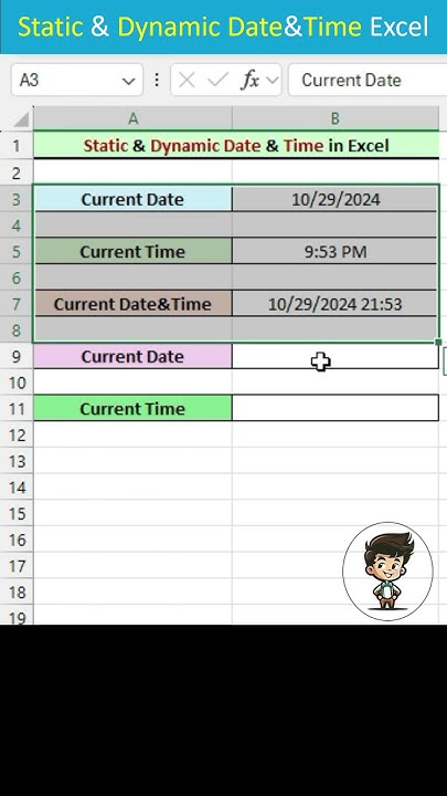 Static&Dynamic Date&Time in Excel#shorts - YouTube