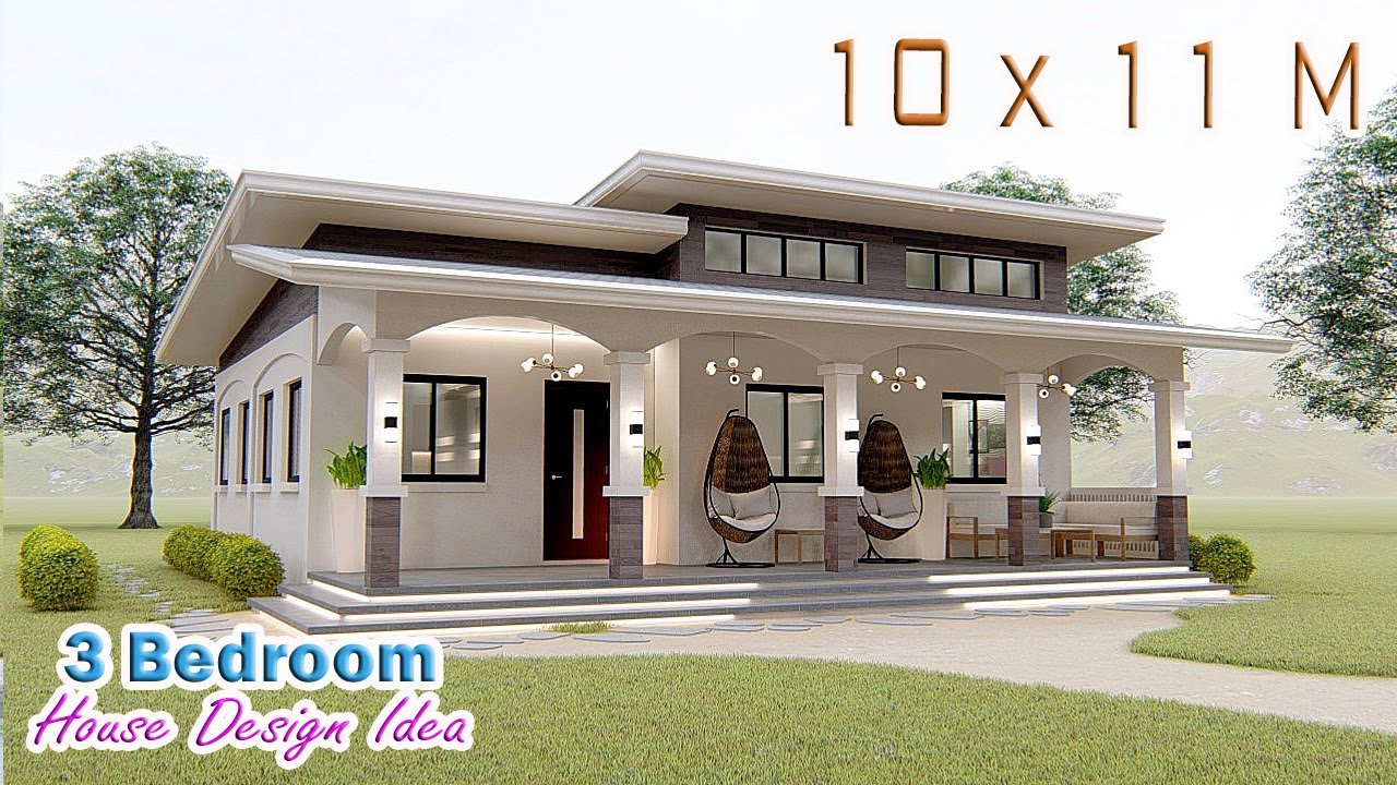 HOUSE DESIGN IDEA | 10 X 11 Meters | 3 Bedroom Farmhouse - YouTube