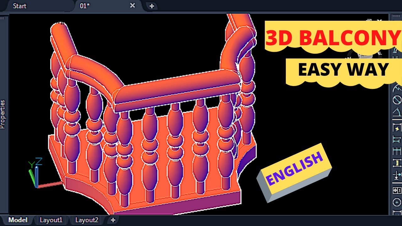 SIMPLEST WAY TO DRAW 3D BALCONY - YouTube