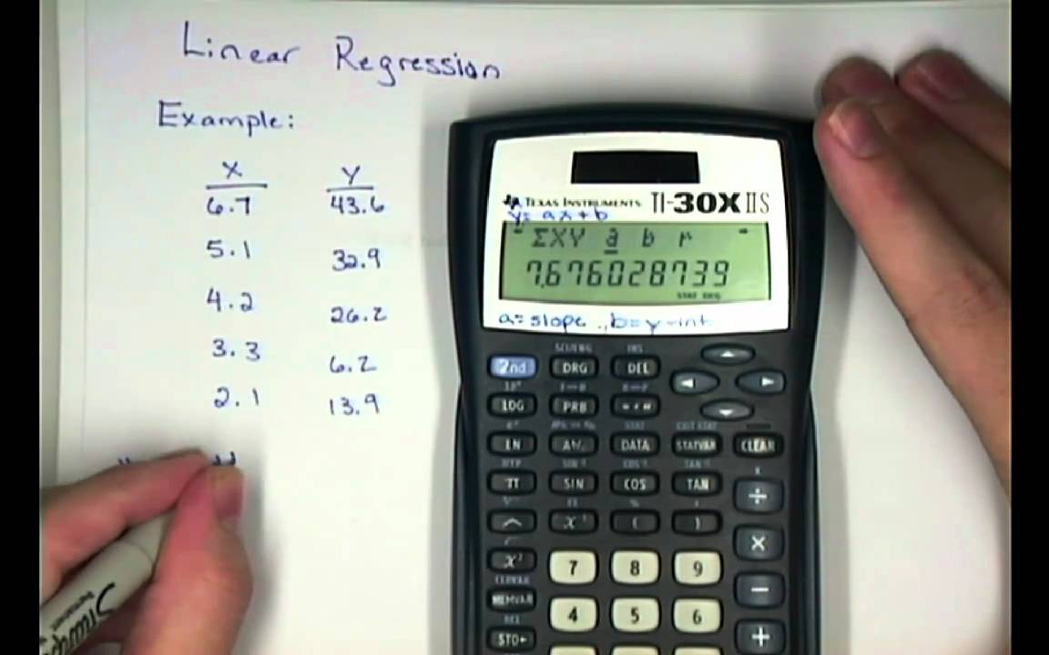 Elementary STAT Calculator TI30XIIS Linear Regression mp4 YouTube