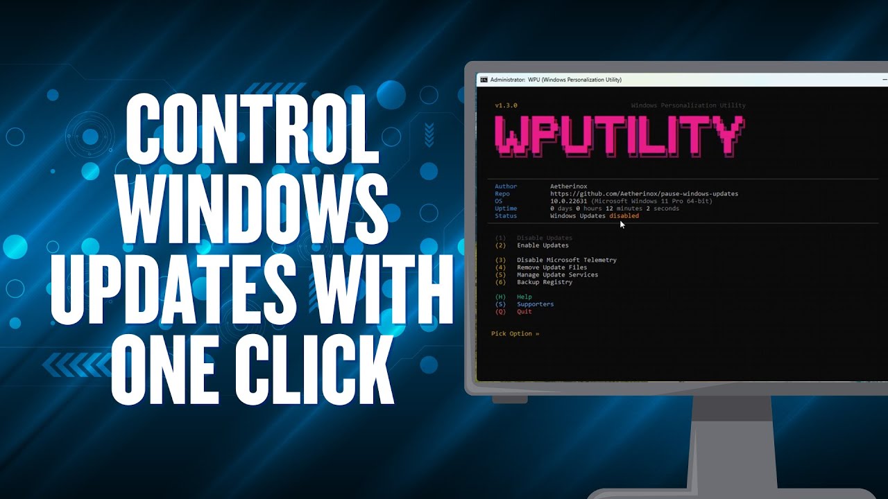 Control Windows Updates With One Click - YouTube