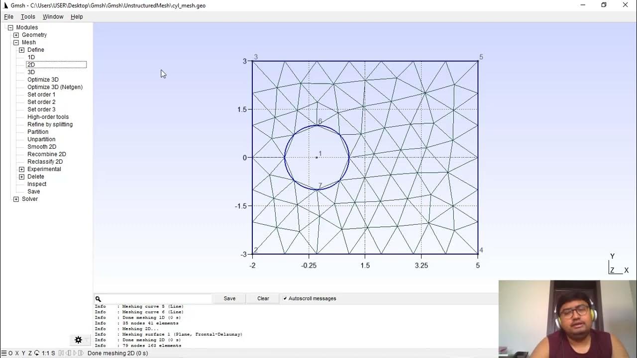 Basic Gmsh Tutorial - Mesh for flow around a cylinder - YouTube