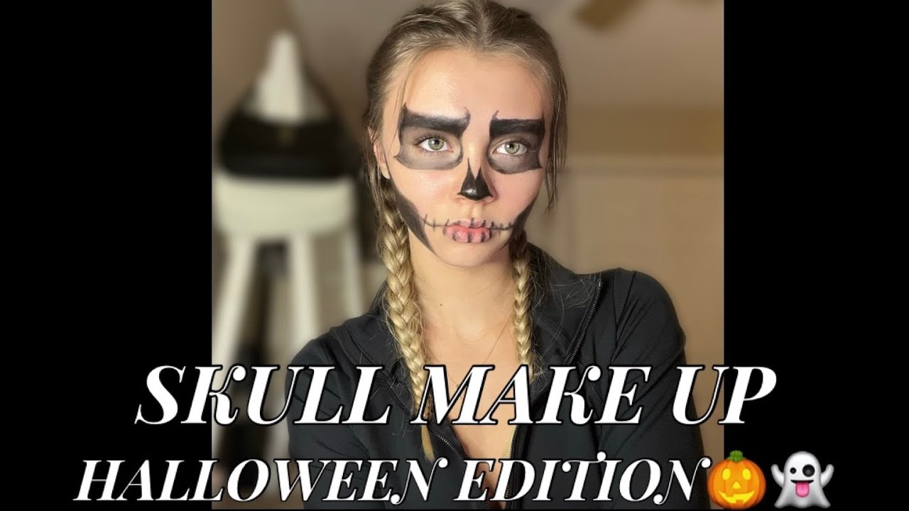 Skull Halloween Make-Up Tutorial👻♡// TheAngelPoli - YouTube